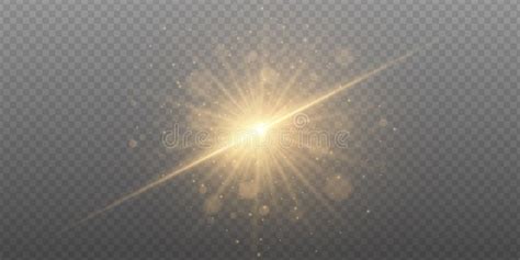 Golden Light Flare With Sparkling Glow And Shiny Burst Abstract