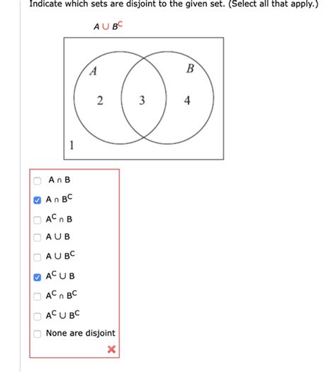 Solved Indicate Which Sets Are Disjoint To The Given Set Select