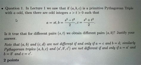 Solved If A B C Is A Primitive Pythagorean Triple