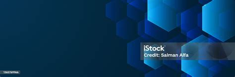 Hexa Dark Blue Abstract Geometric Wide Banner Design Background向量圖形及更多