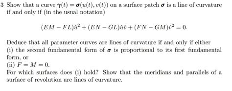 solved show that a curve gamma t sigma u t v t on a