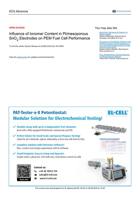 Pdf Influence Of Ionomer Content In Pt Mesoporous Sno2 Electrodes On Pem Fuel Cell Performance