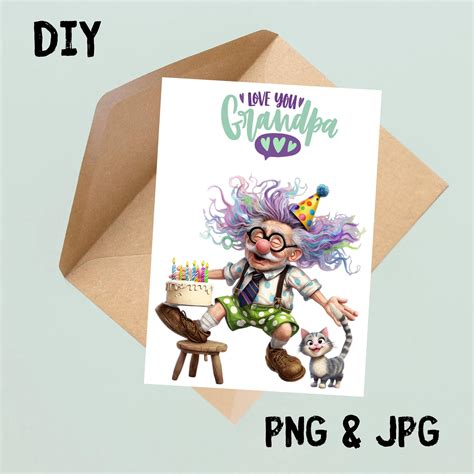 Funny Grandpa Birthday Clipart Cartoon Png Digital Download Etsy