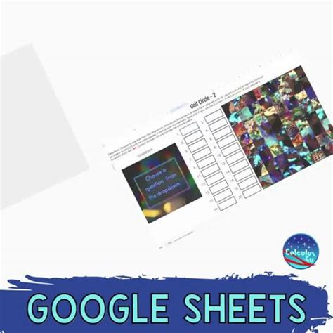 Unit Circle Part 2 Google Sheets By Calculus4u TPT