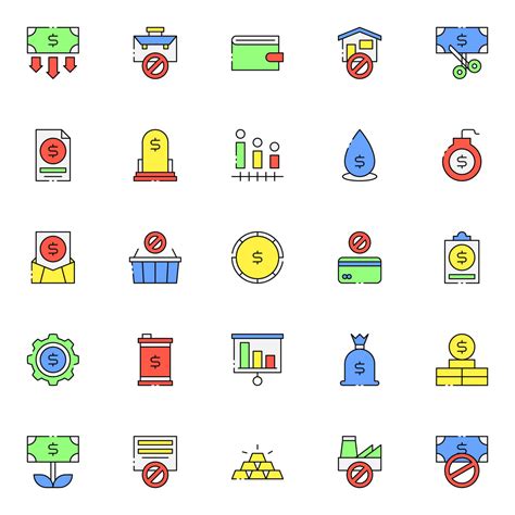 Colored Economic Crisis Icons