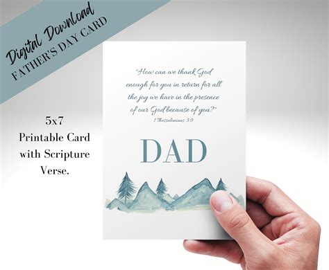 Christian Fathers Day Card Digital Download Printable Fathers Day