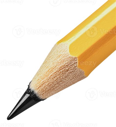 Close Up View Of A Sharpened Yellow Pencil Tip 53289614 Png