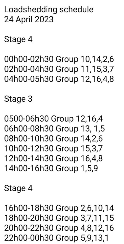 Tshwane Heres Your Updated Load Shedding Schedule For Monday