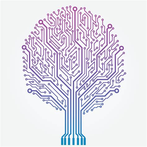 Vector Circuit Technology Tree On White Background Computer
