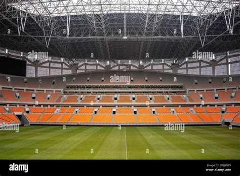 Empty Football Soccer Stadium Day Time Arena With Empty Chair