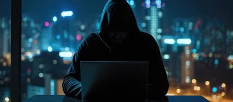 Premium Photo Masked Man Hacking A Database With A Computer Empty Area