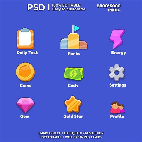 Premium Psd Casual Game Ui Icon Casual Game Ui Set Game Icons Coins