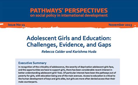 Adolescent Girls And Education Challenges Evidence And Gaps