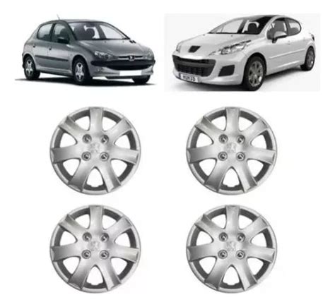 Kit Calota Prata Aro 14 Peugeot 206 207 2000 2019 Original