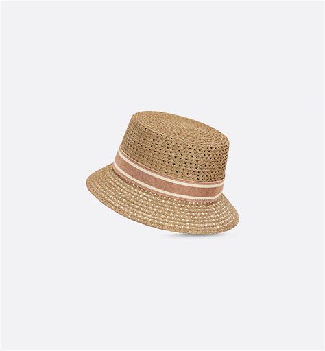 Sombrero D Bobby De Ala Corta Paja Con Franja Bordada En Blanco Y Rose