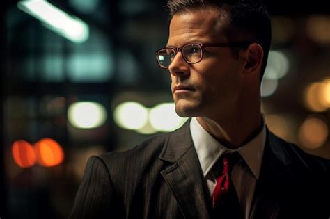 Premium Ai Image A Man In A Suit And Tie Is Standing In Front Of A