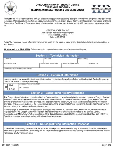 Fillable Online Oregon Ignition Interlock Device Oversight Program Technician Fax Email
