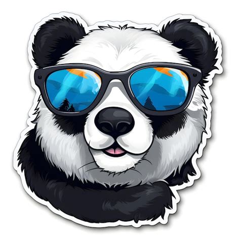 Premium Ai Image Funny Panda Cartoon Style Sunglass Sticker Design