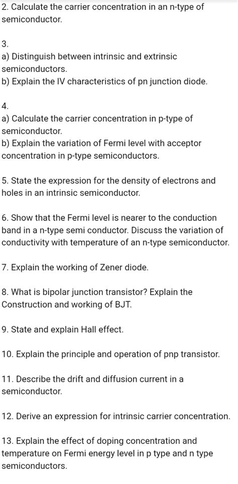 2 Calculate The Carrier Concentration In An N Type Of Semiconductor3