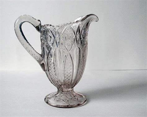Pressed Glass Pitcher Victorian Decor Eapg Water Pitcher Etsy