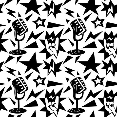 A Pattern With Elements Of Punk Rock Music Seamless On A White