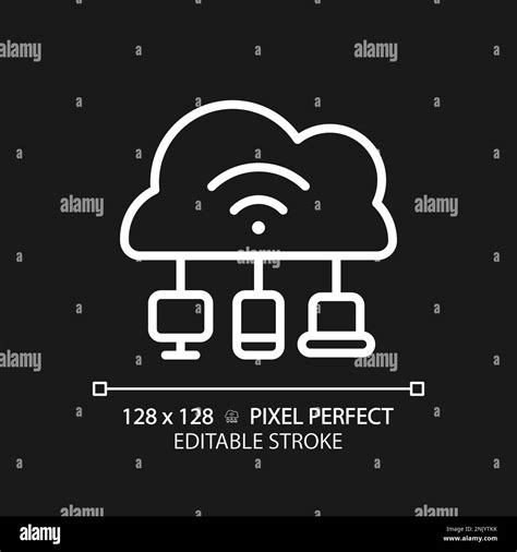 Cloud Based Iot Pixel Perfect White Linear Icon For Dark Theme Stock Vector Image And Art Alamy