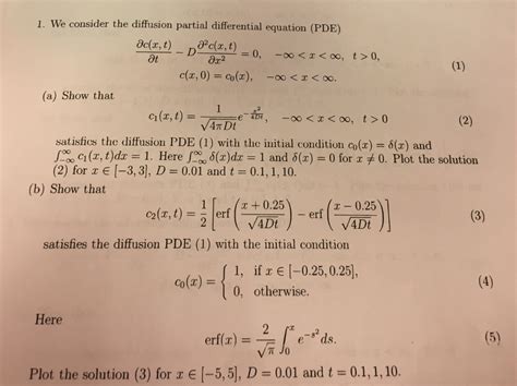 1 We Consider The Diffusion Partial Differential