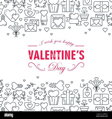 Monochrome Valentines Day Decorative Card With Many Love Elements Such