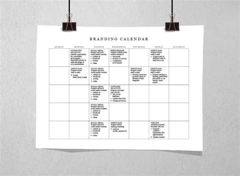 Create A Branding Activity Calendar Template Included Brand