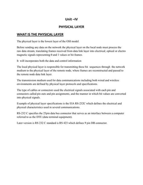 Pccn Unit 4 Physical Layer Notes Pdf Computer Networking Computing