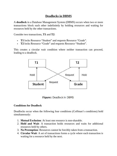 Deadlocks In Dbms Pdf