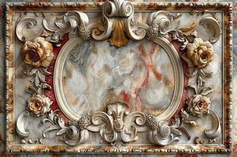 Baroque Classical Abstract Marble Ceiling Art With Ornate Bord Stock Illustration Illustration