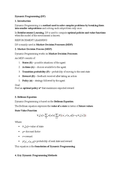 Dynamic Programming In Reinforcement Learning Dp Module 4 Studocu