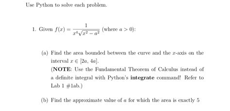 Solved Use Python To Solve Each Problem 1 Given Fx