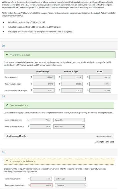 Solved Help With C Sales Quantity Variance Please