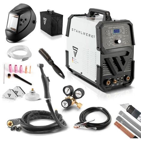 STAHLWERK Saldatrice Digitale AC DC TIG 200 Pulse Pro Completamente Equipaggiata