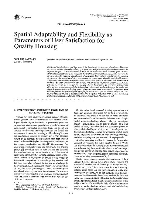 Pdf Spatial Adaptability And Flexibility As Parameters Of User