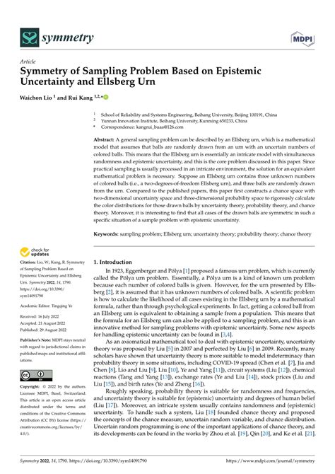 PDF Symmetry Of Sampling Problem Based On Epistemic Uncertainty And Ellsberg Urn