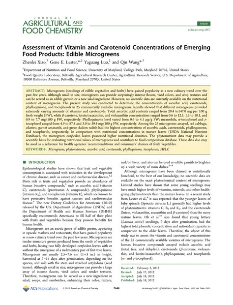 Pdf Microgreens Assessment Of Nutrient Concentrations
