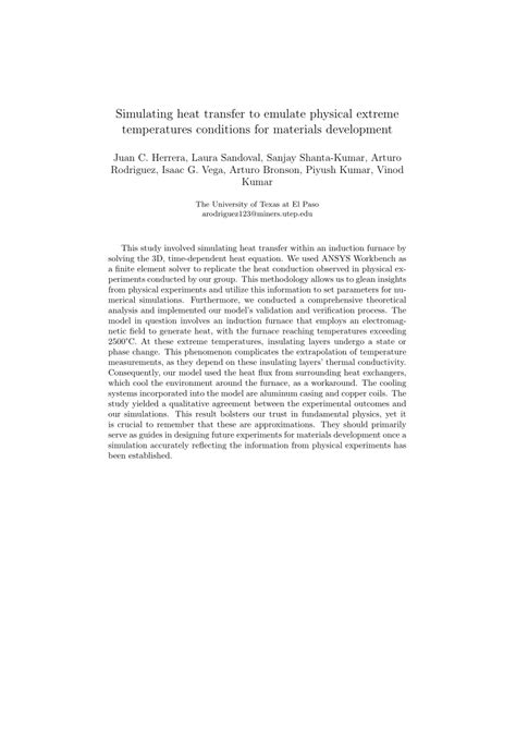 Pdf Simulating Heat Transfer To Emulate Physical Extreme Temperatures