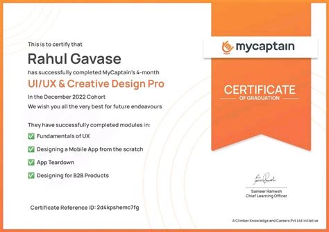 Rahul Gavase On Linkedin Mycaptain Certification Uiux Creativedesign