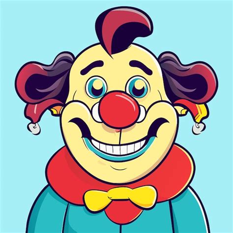 Clown Laide Visage Mauvais Dessiné à La Main Plat Stylé Autocollant De