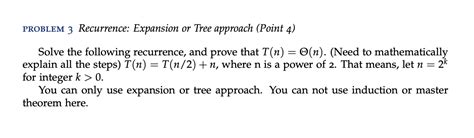 Solved Problem 3 Recurrence Expansion Or Tree Approach
