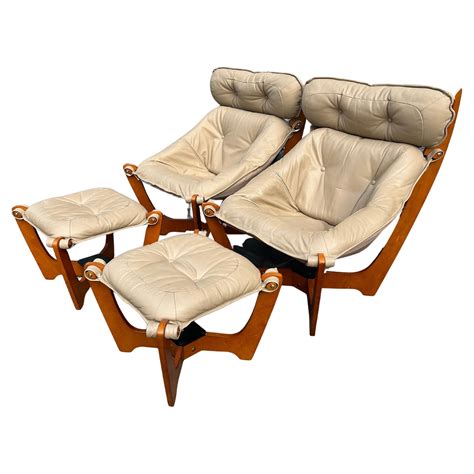 Rare Dominic Michaelis Leather Sling Sail Chair And Ottoman For Sale At