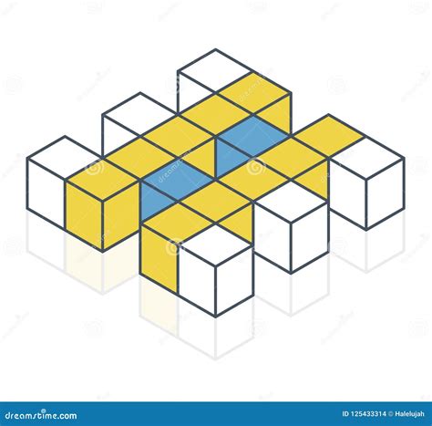Outlined Minimalistic Block Shape Like Building Vector Cube Shape