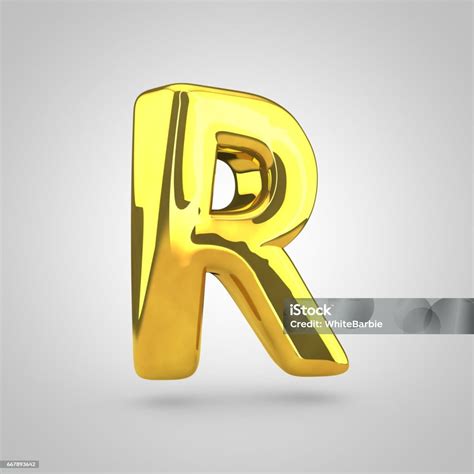 白い背景に分離された黄金文字大文字 R 3dのベクターアート素材や画像を多数ご用意 3d まぶしい アルファベット Istock