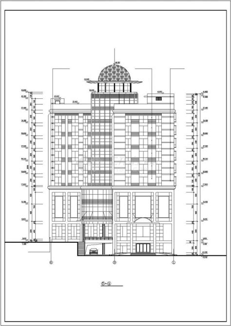 无锡市某商业街8100平米10层框架结构商务酒店建筑设计cad图纸商业街土木在线
