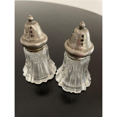 Vintage Glass And Silver Salt And Pepper Shakers Antique Etsy