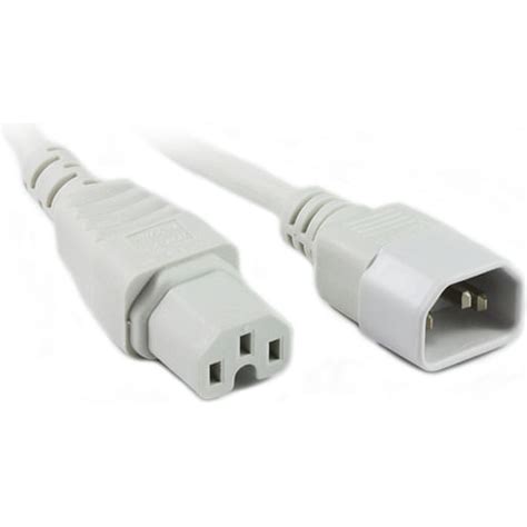 3m Iec C14 To C15 High Temperature Power Cable White