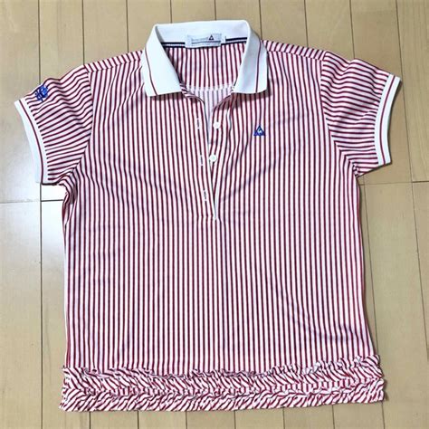 Le Coq Sportif レディース ルコック ゴルフウエアー 半袖 ポロシャツ 赤ストライプ Lサイズの通販 By ぽにょ｜ルコック